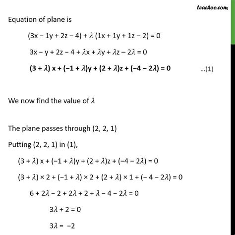 Question 9 Equation Of Plane Through Intersection Of Planes