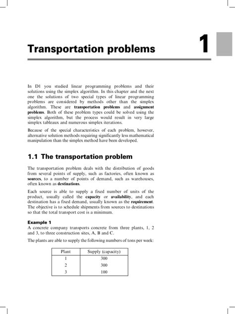 Transportation Problem1 Linear Programming Mathematical Concepts