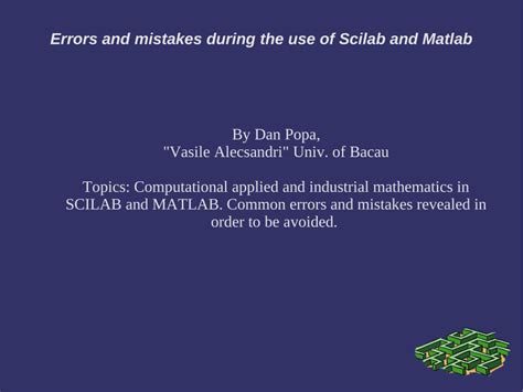 PDF Errors And Mistakes During The Use Of Scilab And Matlab