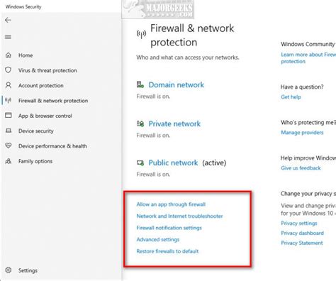 Firewall Network Protection In Windows Explained And How To Hide It MajorGeeks