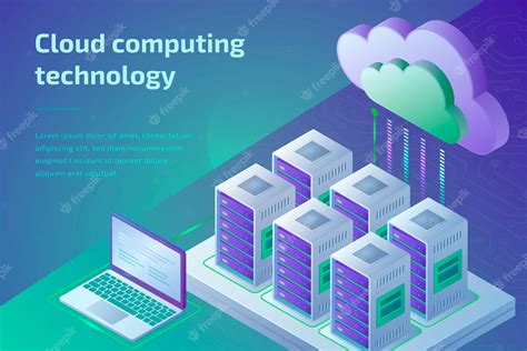 Premium Vector Cloud Computing Technology And Server Room Concept Landing Page Template 3d