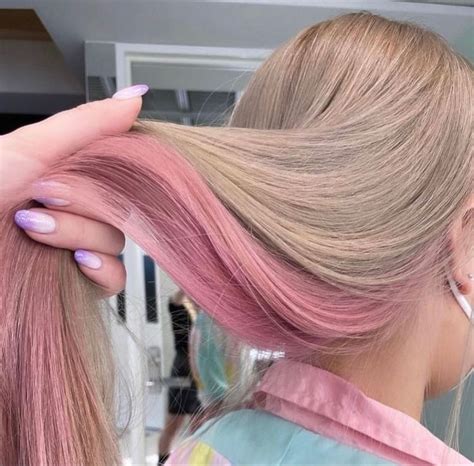 Soft Pink Peekaboo Hair Blond Hair With Pink Streaks Light Pink