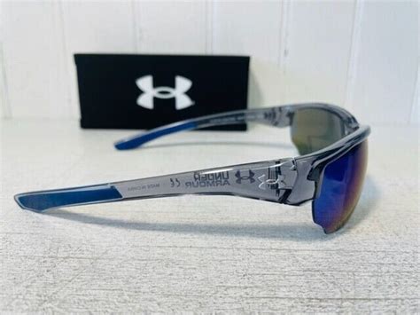 90 Under Armour Ua Blitzing Sport Sunglasses Gray Blue Lenses Ua0012s