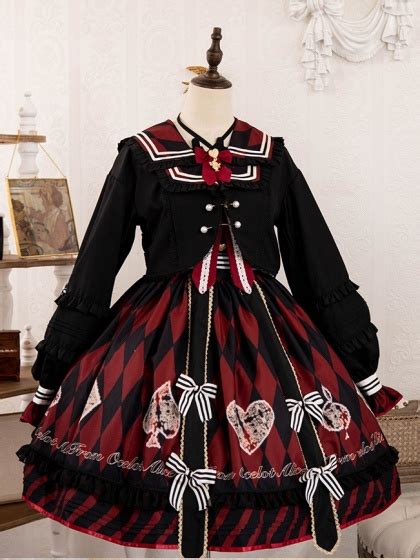 Sweetheart Alice Red Striped Bowknot Details Diamond Pattern Lolita Jsk