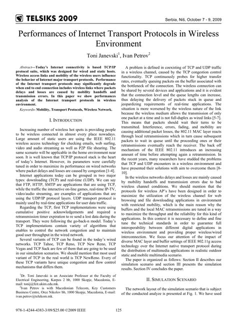 Pdf Performances Of Internet Transport Protocols In Wireless Environment