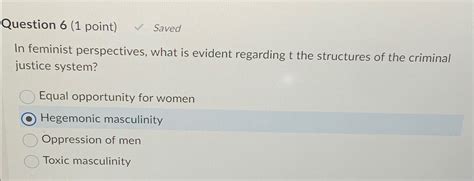 Solved Question 6 1 ﻿point ﻿savedin Feminist