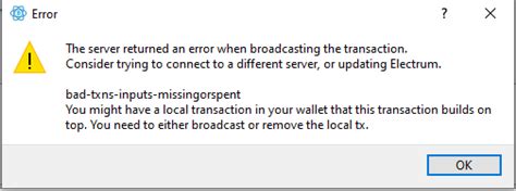 error transaction showing up as local r electrum