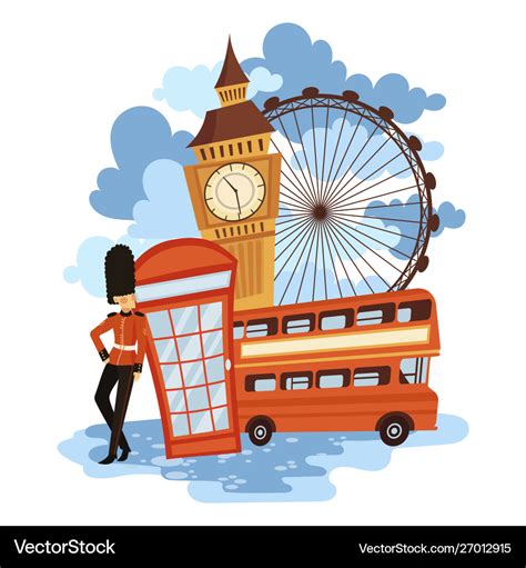 Landscape London Cartoon The Royalty Free Vector Image