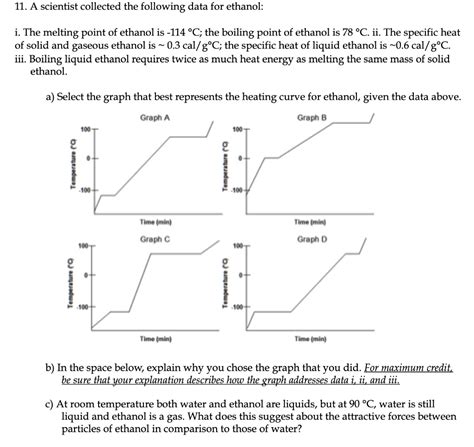 11 A Scientist Collected The Following Data For Ethanol I The Melting Point Of Ethanol Is