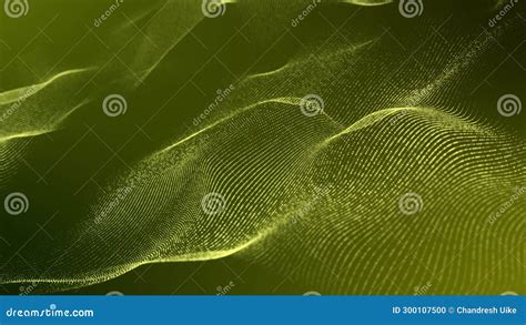 Yellow Color Digital Particle Wave In Cyberspace Abstract Background Cyber Background Or