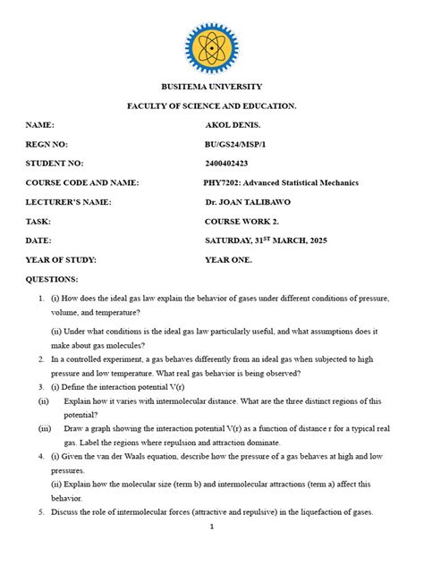 Solutions Course Work Task 2 Grroup Work Pdf Gases