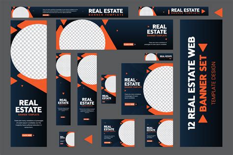 Real Estate Ads Web Banner Set Vector Horizontal And Vertical Web Ads Banner Design Bundle