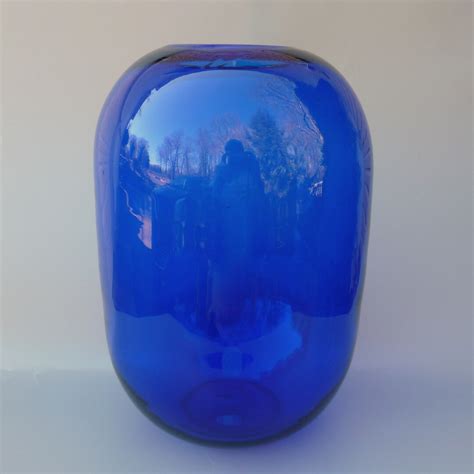 Blenko Glass Vaseblenko Cobalt Blue Vaselarge Blenko Glass Pill Vase