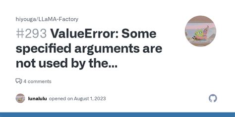 ValueError Some Specified Arguments Are Not Used By The