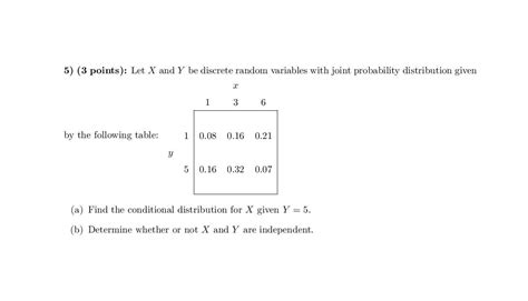 solved 5 3 points let x and y be discrete random