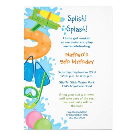 Printable Pool Party Birthday Invitation