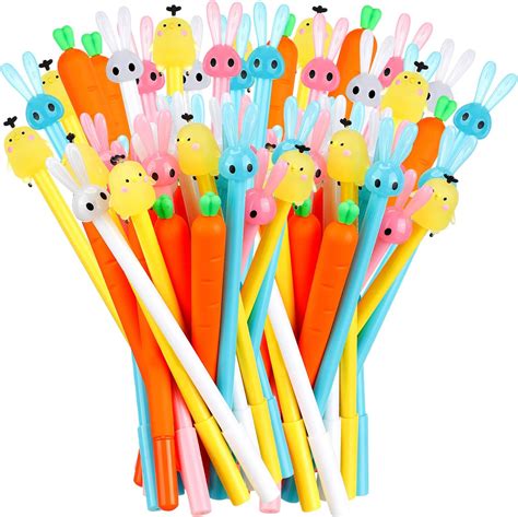 Tinlade 60 Pcs Easter Pen Bulk Carrot Bunny Chicken Pens