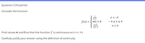 solved find values 𝑚m and 𝑏b so that the function 𝑓f is