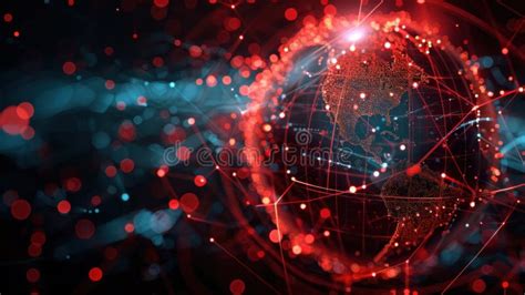 Illustration Of A Digital Globe With Network Lines And Data Points