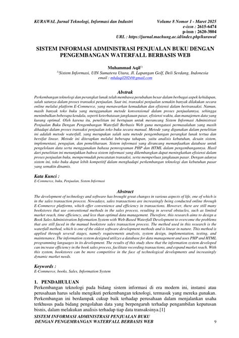 Pdf Sistem Informasi Administrasi Penjualan Buku Dengan Pengembangan Waterfall Berbasis Web