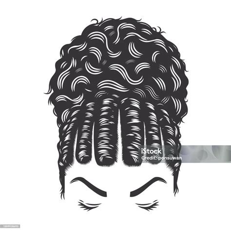 아프로 내추럴 헤어스타일 곱슬 곱슬한 플랫 트위스트 번 빈티지 헤어스타일 벡터 라인 아트 일러스트와 여자 얼굴 곱슬 머리에 대한