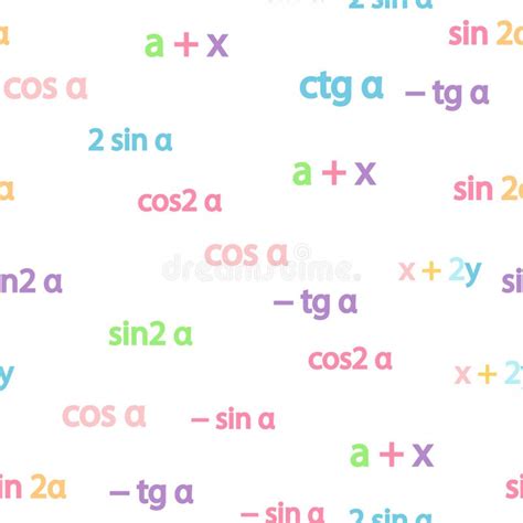 Seamless Pattern With Mathematical Formulas And Numbers Algebra And Geometry Calculations