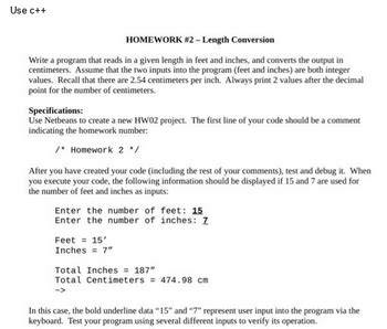 Answered Use C HOMEWORK Length Conversion Write A Program That Reads In A Given Length