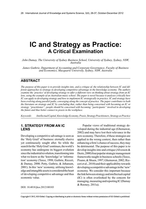 Pdf Ic And Strategy As Practice