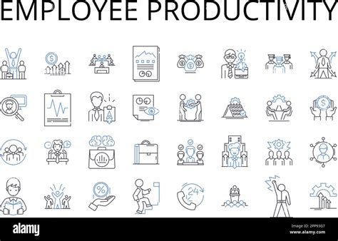 Employee Productivity Line Icons Collection Job Satisfaction Work