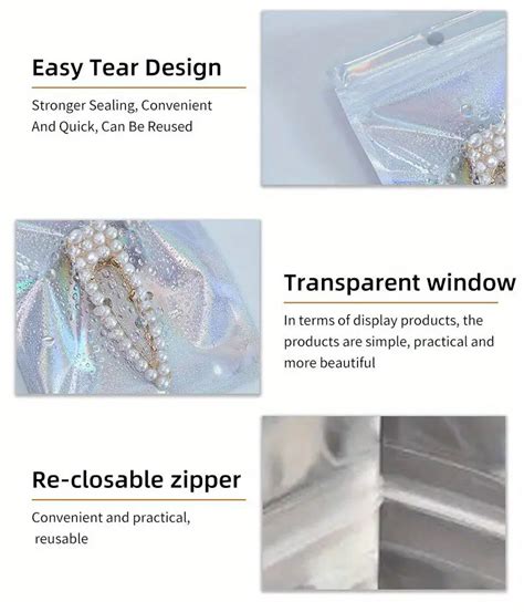 100pcs 광택 레이저 음과 양 뼈 가방 투명 지플락 가방 심포니 반짝이 알루미늄 도금 음과 양 Temu Korea