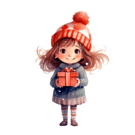 선물 상자를 들고 행복 한 어린 소녀 크리스마스 트리 메리 크리스마스와 행복한 휴일 크리스마스 소녀 Png 일러스트 및 이미지 에 대한 무료 다운로드 Pngtree