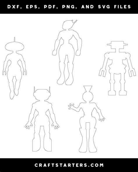 Female Robot Outline Patterns Dfx Eps Pdf Png And Svg Cut Files