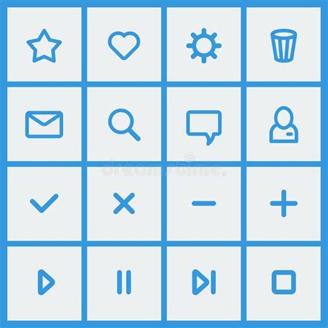 flat ui design elements set of basic web icons stock vector