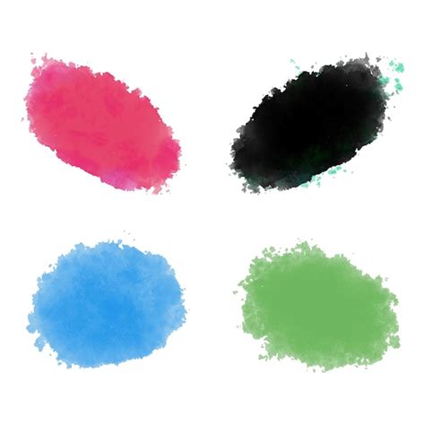 투명 한 배경에 고립 된 수채화 스플래시의 집합 프리미엄 벡터