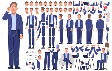 Premium Vector Business Man Character Constructor Manager Set Body Arms Legs Emotions