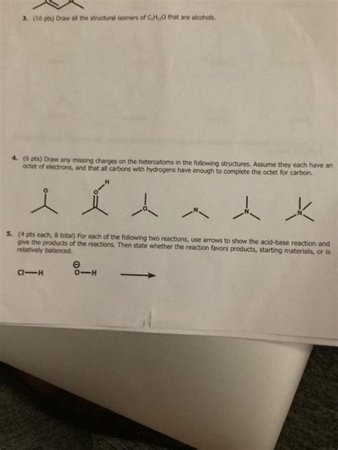 Solved 3 T0 Pes Draw All The Structural Isomers Of C1h1 O