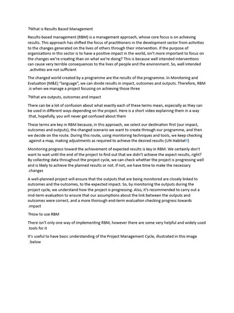 What Is Results Based Management Pdf Cognition