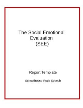 Speech Therapy Report Template SEE Social Emotional Evaluation