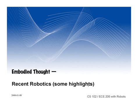 Embodied Thought Recent Robotics Lecture Slides Ece 206 Docsity