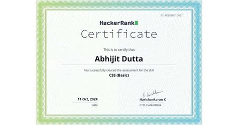 Hackerrank Skill Certificate Abhijit Dutta