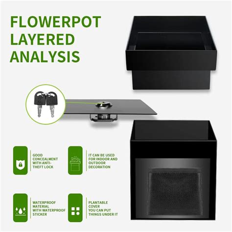 Bdmetals Steel Diversion Flower Pot Safe With Fireproof Money Bag And