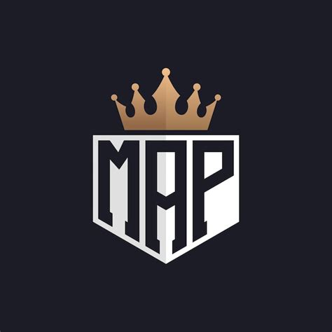 럭셔리 Map 로고와 왕관 우아한 이니셜 Map 독점 브랜드의 글자 로고 고급 비즈니스의 글자 Map 모노그램 프리미엄 벡터