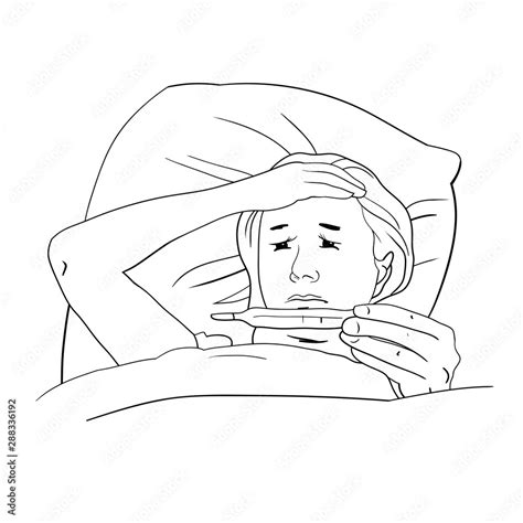 Sick Girl In Bed Drawing