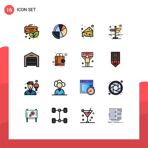 16 Flat Color Filled Line Concept For Websites Mobile And Apps Ecommerce Street Data Direction
