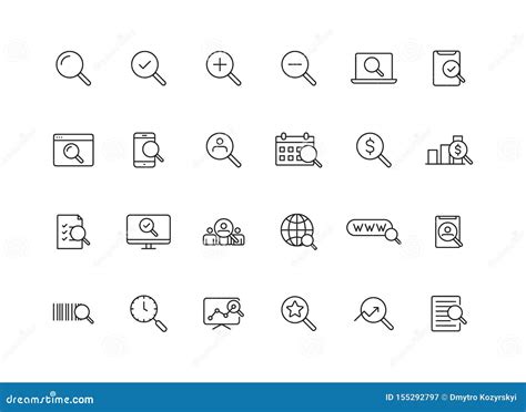 Set Of 24 Search Web Icons In Line Style Seo Analytics Digital