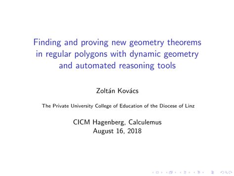 Pdf Finding And Proving New Geometry Theorems In Regular Polygons With Dynamic Geometry And