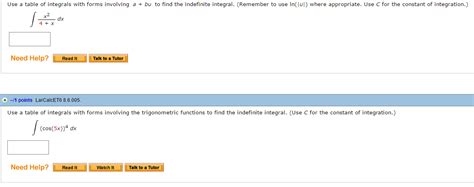 Solved Use A Table Of Integrals With Forms Involving A Bu