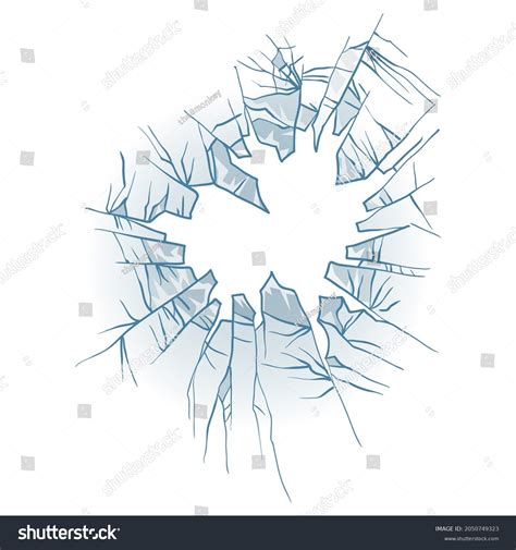 깨진 유리깨진 창투명한 손상된 유리에 있는 스톡 일러스트 2050749323 Shutterstock