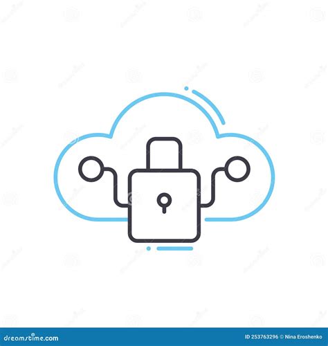 Cloud Security Concept Line Icon Outline Symbol Vector Illustration Concept Sign Stock Vector