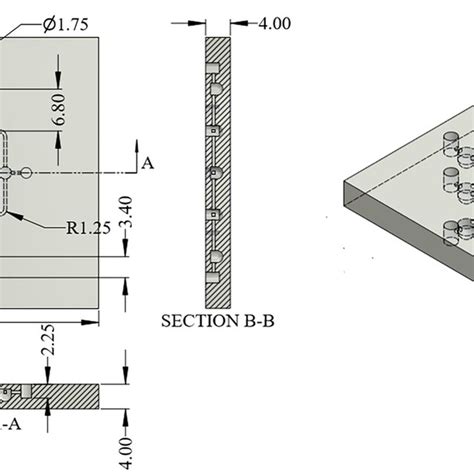 Dimensional Drawing Of The Microfluidic Chip With Front View Download Scientific Diagram